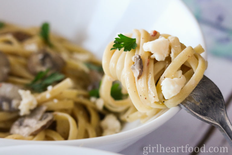 Creamy Blue Cheese Mushroom Pasta | Girl Heart Food®
