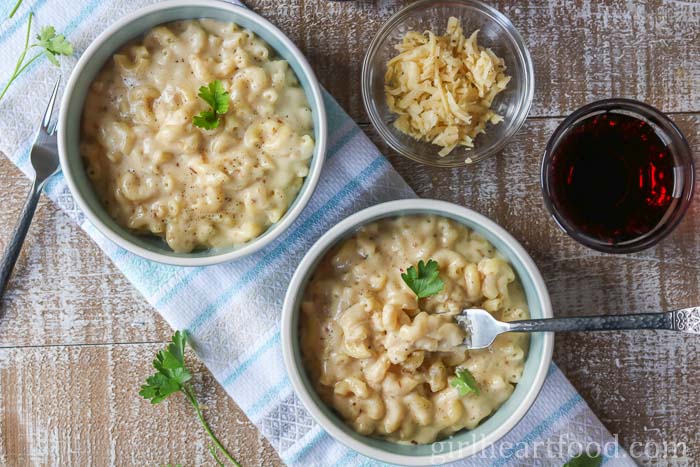 Creamy Stovetop Mac and Cheese with Truffle Cheddar - Girl Heart Food