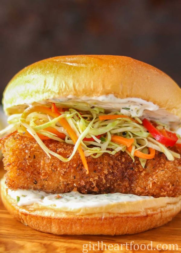 Crispy Fried Fish Burger Recipe | Girl Heart Food®