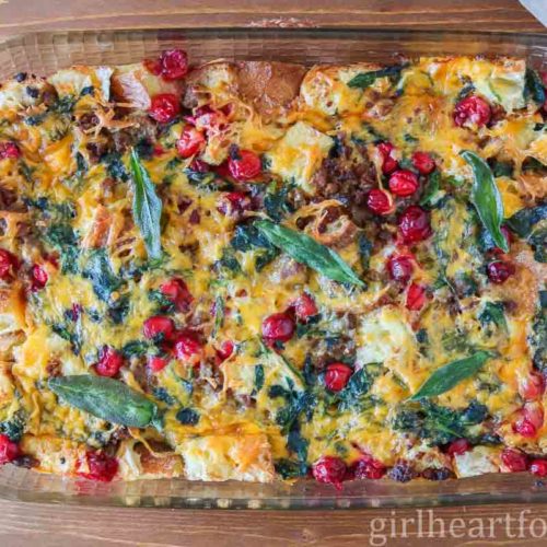 Breakfast Strata with Sausage (Breakfast Casserole) | Girl Heart Food®