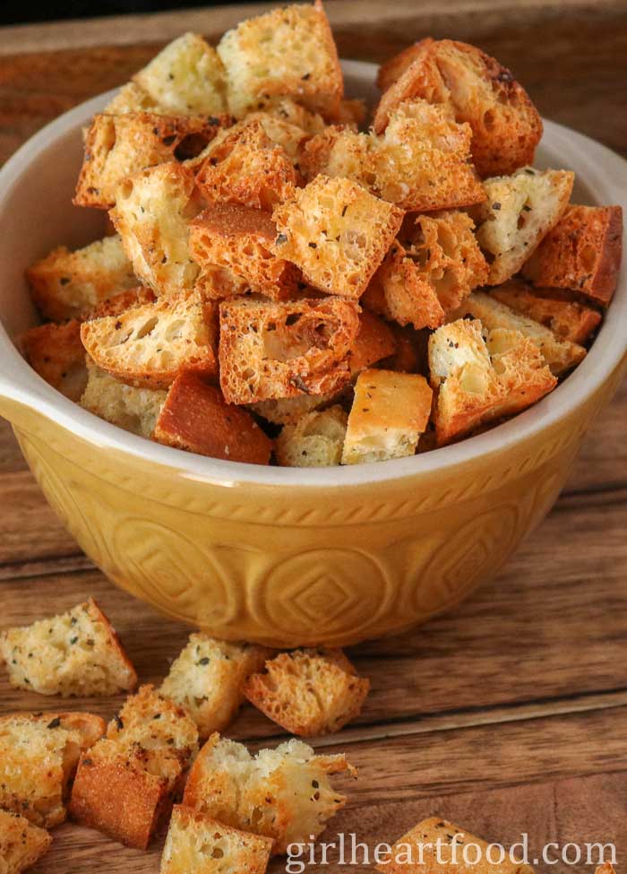 Homemade Croutons Recipe (use that leftover bread) | Girl Heart Food