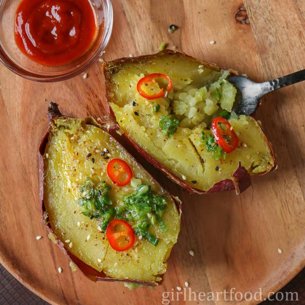 Baked Japanese Sweet Potato With Flavoured Butter | Girl Heart Food®