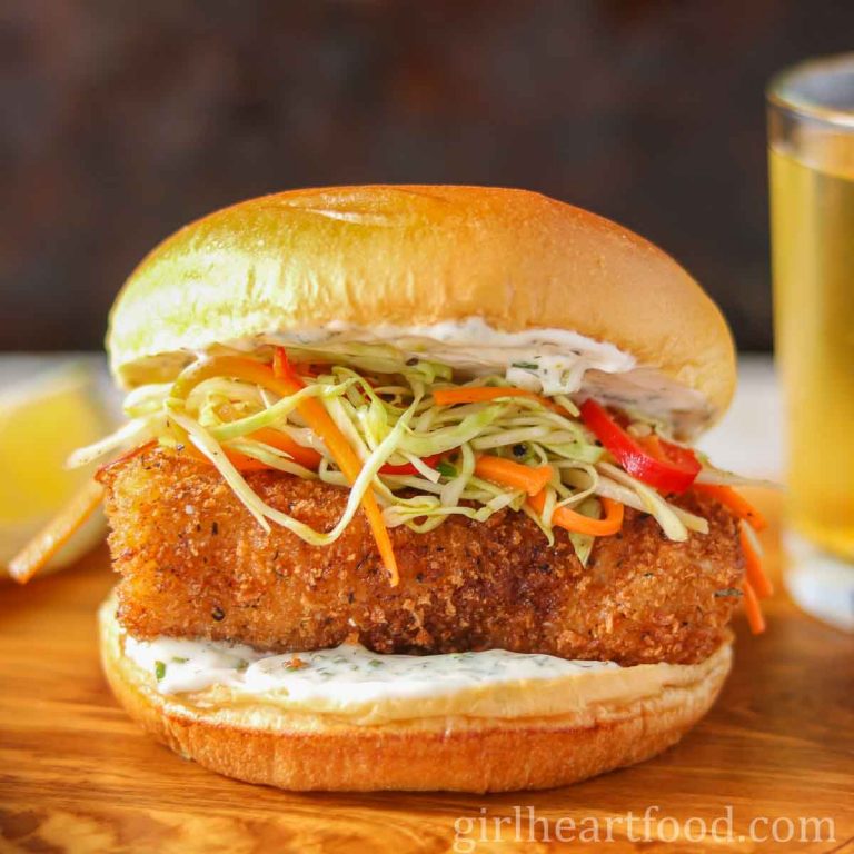 Crispy Fried Fish Burger Recipe | Girl Heart Food®