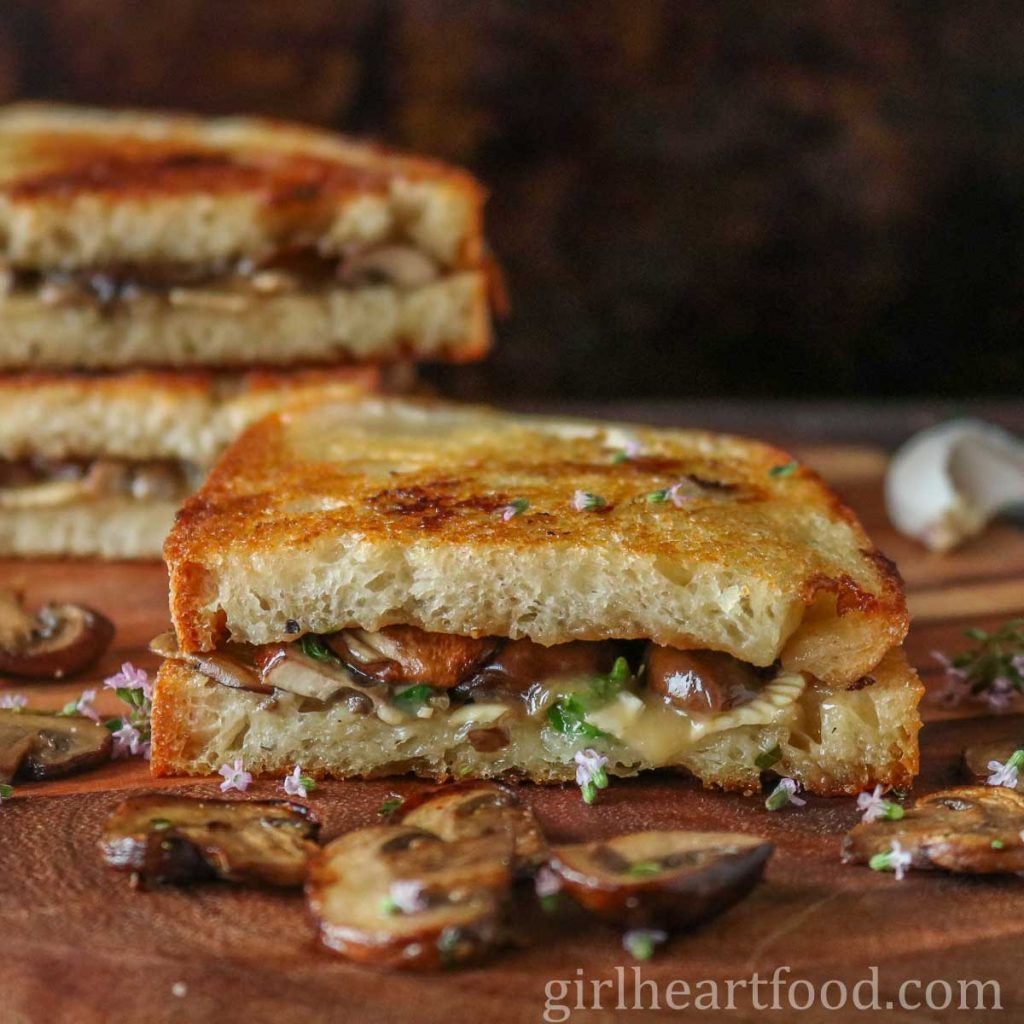 Mushroom Brie Grilled Cheese Sandwich | Girl Heart Food®