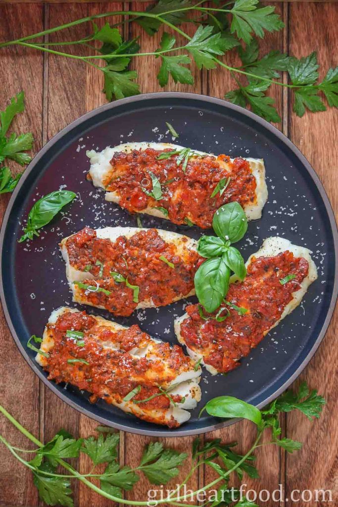 Pesto Cod Recipe (Just Four Ingredients) | Girl Heart Food®