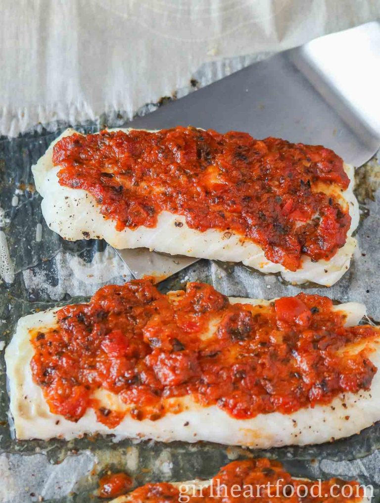 Pesto Cod Recipe (Just Four Ingredients) | Girl Heart Food®