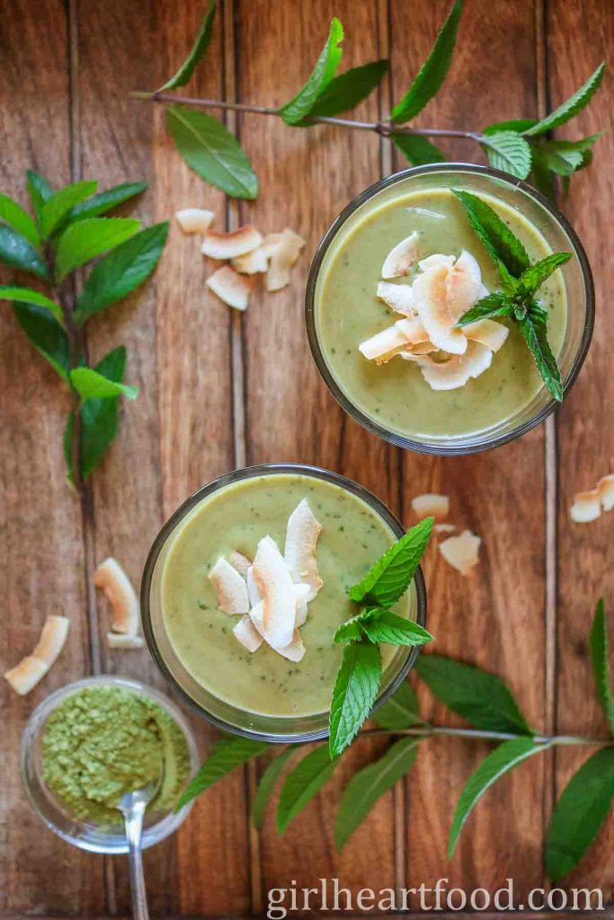 Matcha Smoothie With Mint | Girl Heart Food®