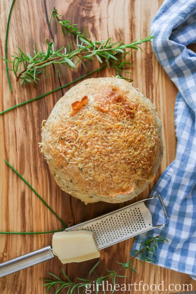Rosemary Parmesan Bread (No Knead) | Girl Heart Food®
