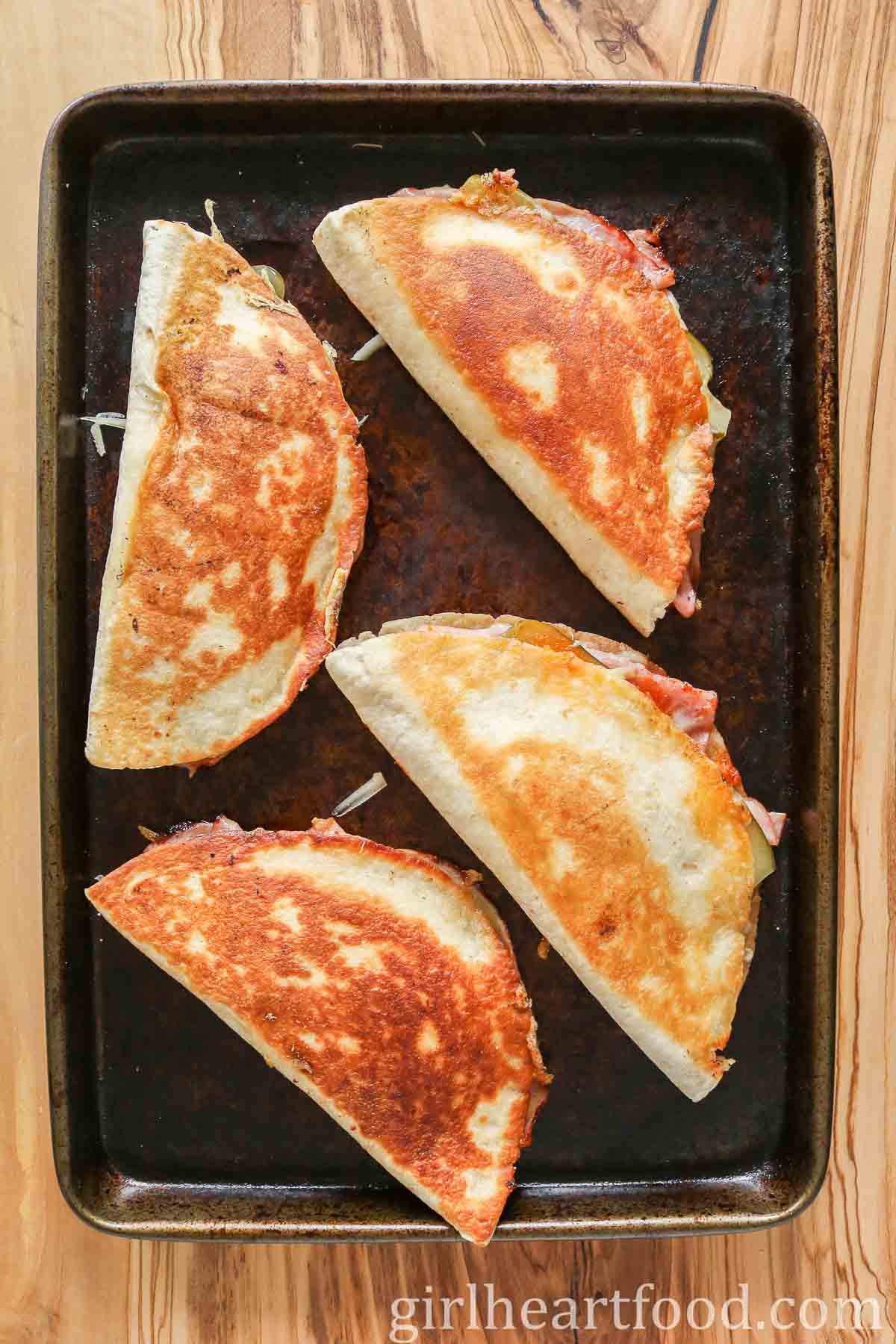 Ham and Cheese Quesadillas (with pickle) | Girl Heart Food®