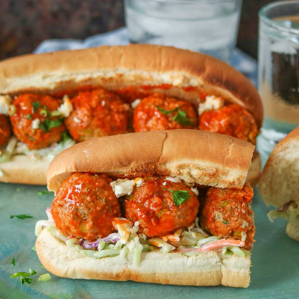 Buffalo Turkey Meatball Sub | Girl Heart Food®