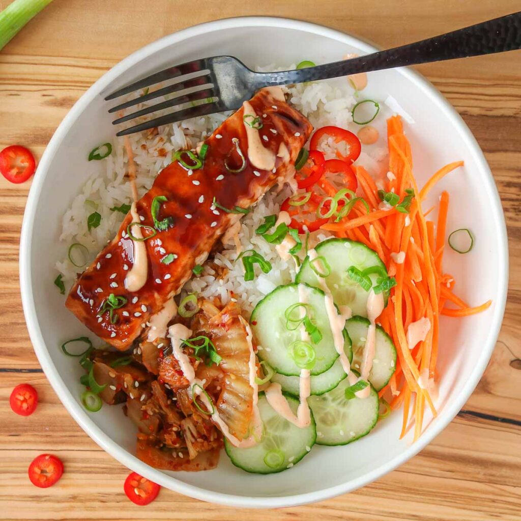 Spicy Salmon Rice Bowl Recipe | Girl Heart Food®