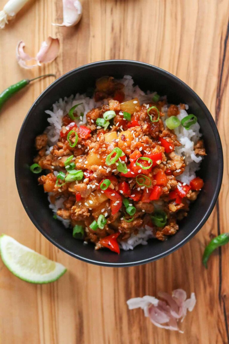 Ground Chicken Rice Bowl Recipe | Girl Heart Food®