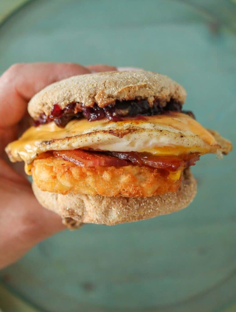 Bacon and Egg Hash Brown Breakfast Sandwich | Girl Heart Food®
