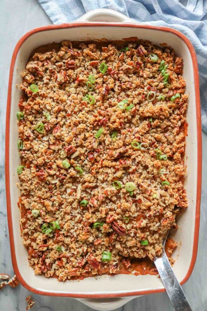 Sweet Potato Casserole With Crispy Pecan Topping | Girl Heart Food®